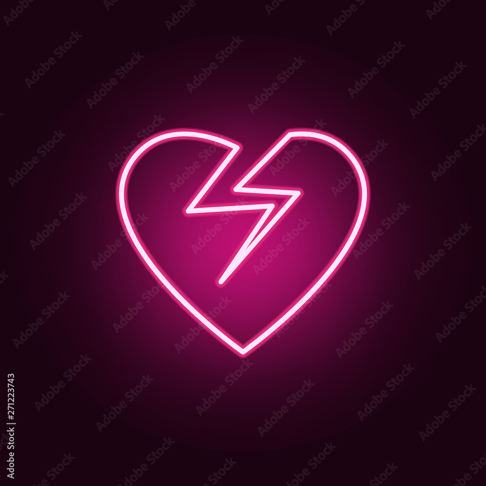 broken heart neon icon. Elements of web set. Simple icon for websites ...