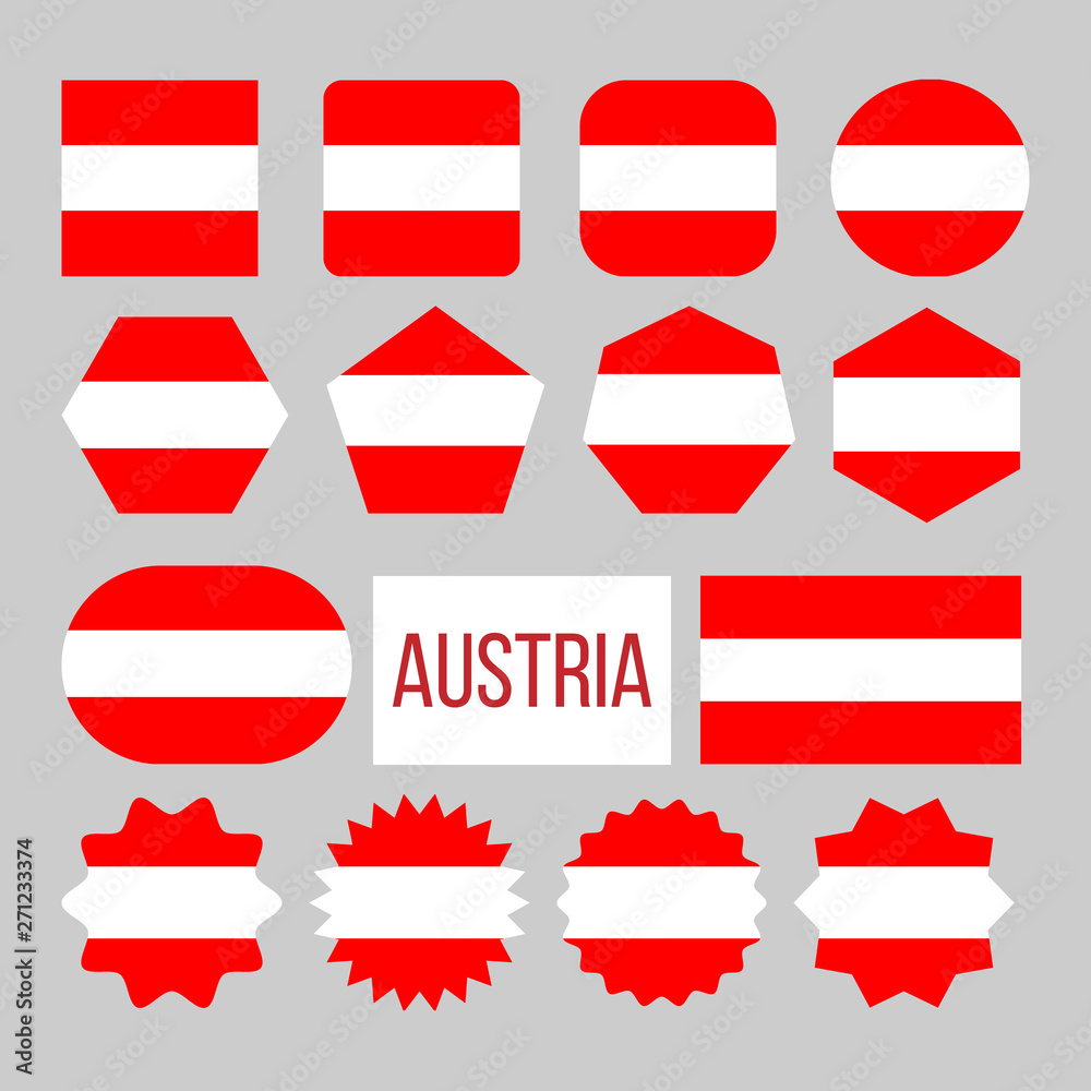 Austria Flag Collection Figure Icons Set Vector. Horizontal Triband Of ...
