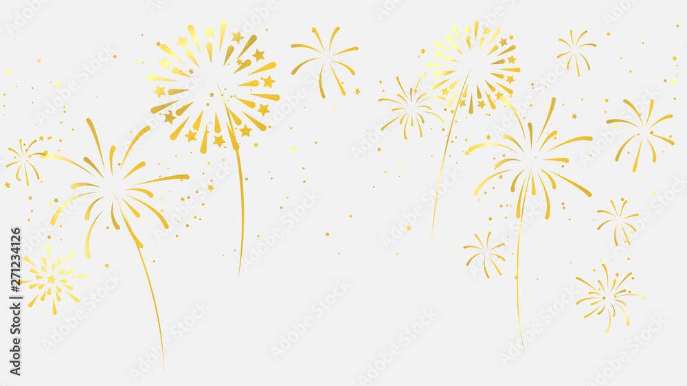 Celebration background template with fireworks gold ribbons. luxury ...