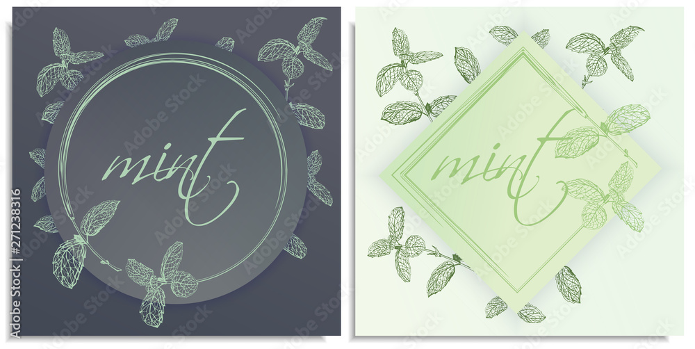 Vector set of postcards templates, invitation with hand-drawn graphics ...