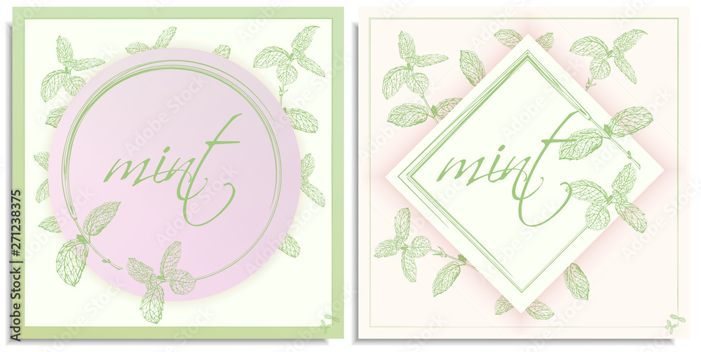 Vector set of postcards templates, invitation with hand-drawn graphics ...
