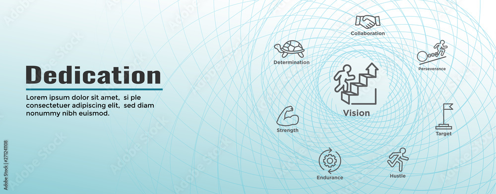 Dedication, Vision and Values Web Header Banner with Connection, Growth ...