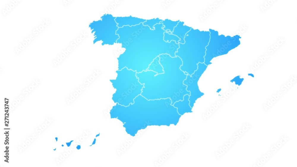 Spain Map Showing Up Intro With New Regions/ 4k animated spain country ...