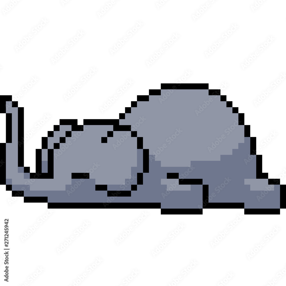 vector pixel art elephant sleep Stock Vector | Adobe Stock
