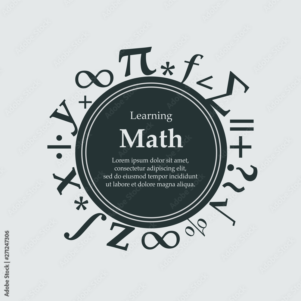 Learning math banner cover template for education needs, with math elements. vector illustration ...