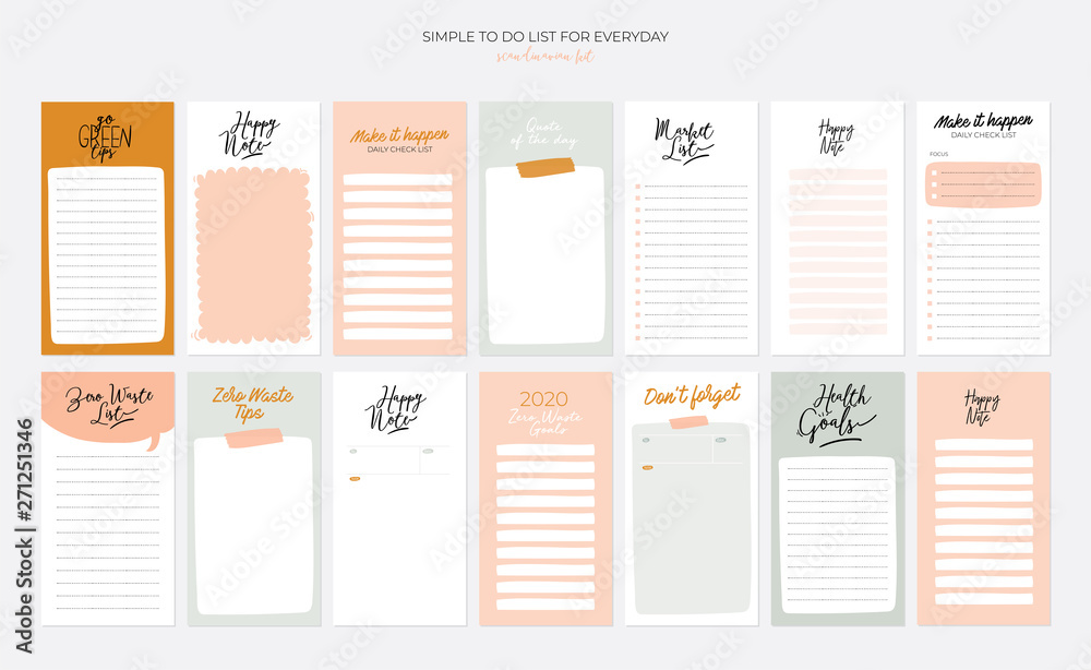 Set of weekly planners and to do lists with cute summer illustrations ...