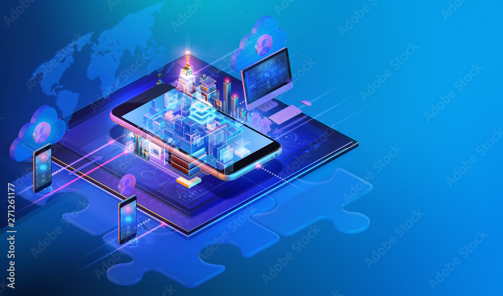 Isometric internet website interface background design. Web platform ...