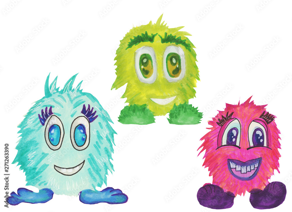 Cartoon comic round faces set, colorful bubble characters Stock ...