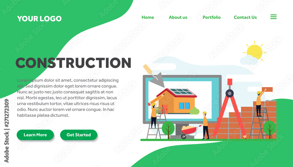construction creative illustration landing page vector of building ...