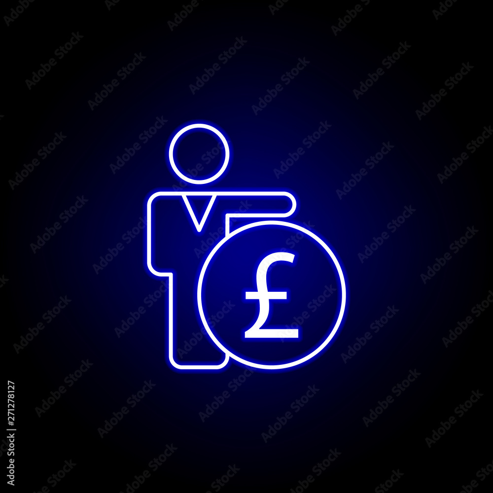 worker human pound icon in neon style. Element of finance illustration ...