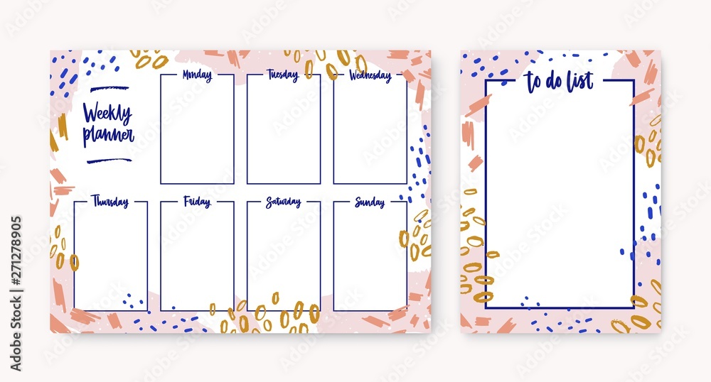 Bundle of personal weekly planner and to-do-list templates with frame ...