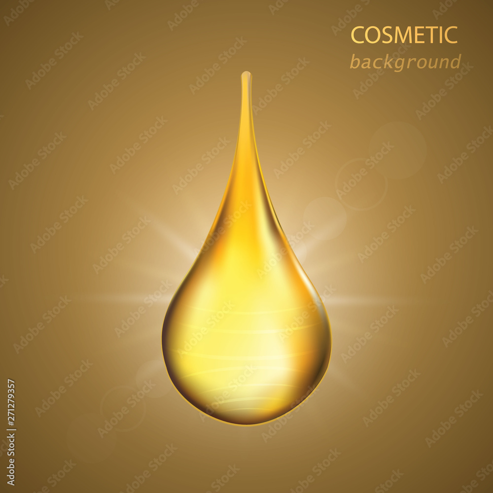 Cosmetic background with drop oil Stock Vector | Adobe Stock