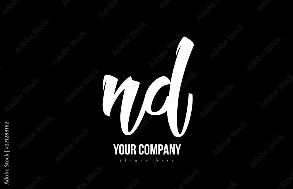 joined nd n d alphabet letter logo icon design black and white Stock ...
