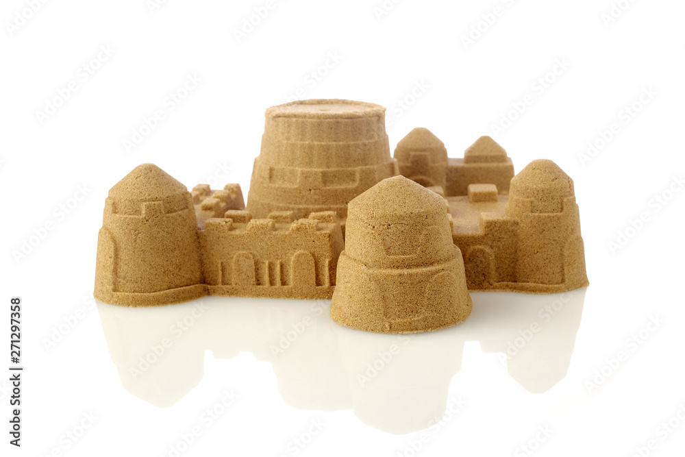 Sandcastle at the beach isolated on white background Stock Photo ...
