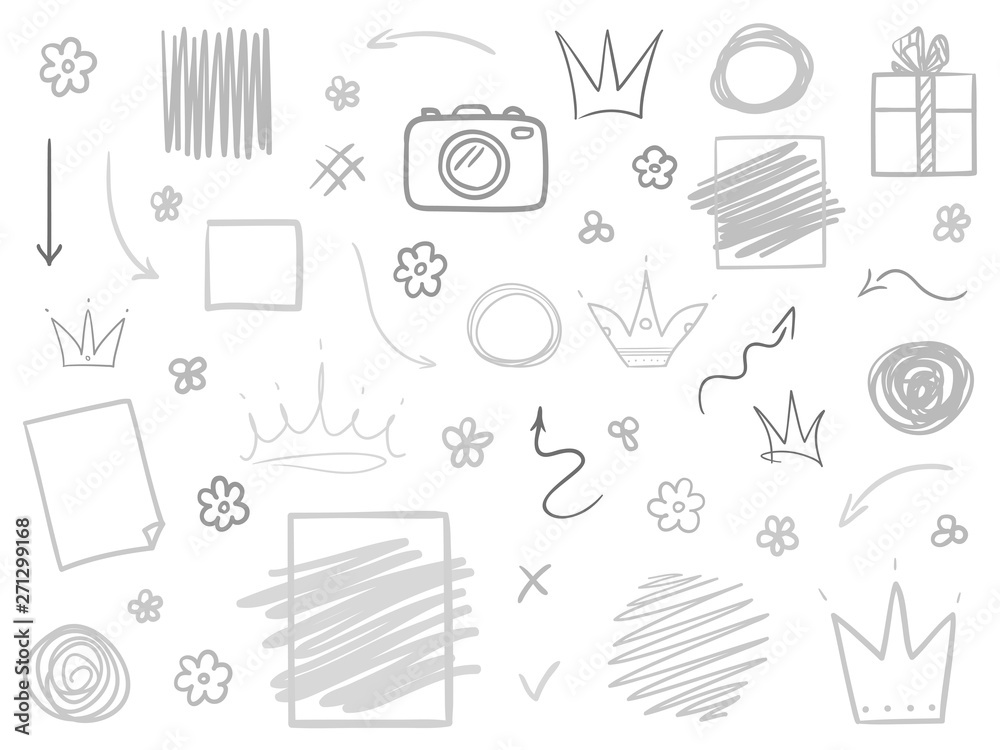 Infographic elements on isolated white background. Hand drawn simple ...