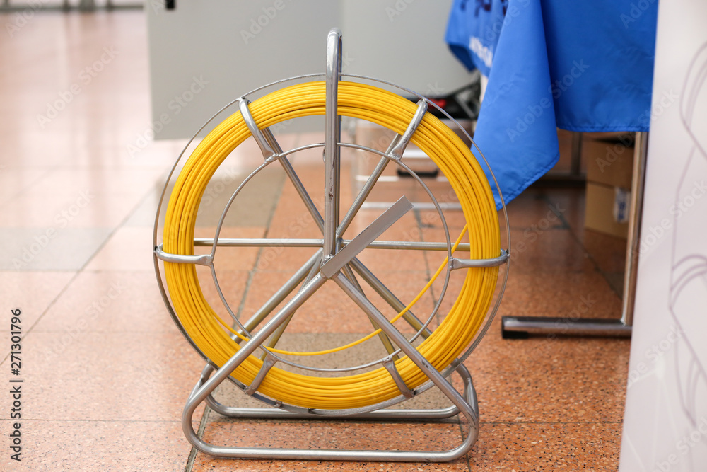 Fiber to the home equipment. FTTH internet fiber optics cables and ...