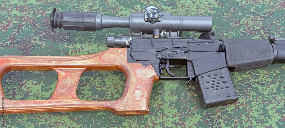 modern russian sniper rifle with optic scope Stock Photo | Adobe Stock