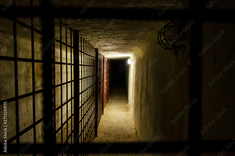 The dark prison corridor leads to the prison firing yard of the most ...