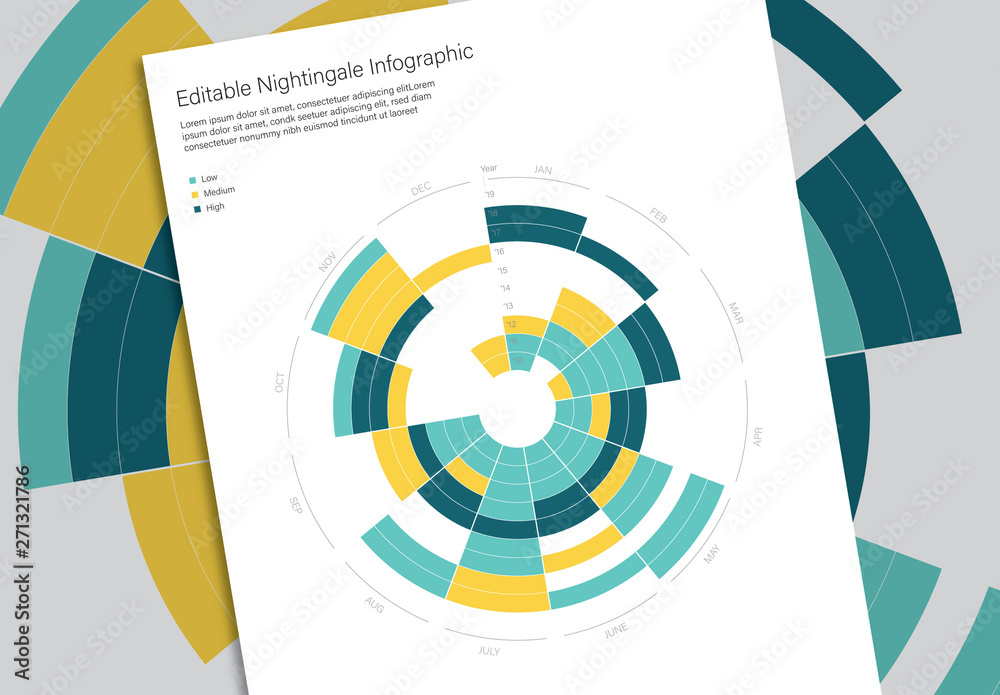 Nightingale Rose Infographic with Blue and Yellow Accents Stock ...