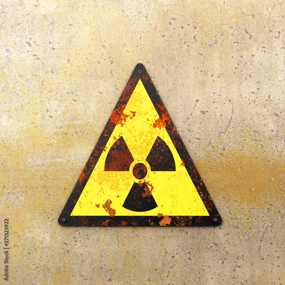 Warning sign indicating the presence of a radioactive area, nuclear ...