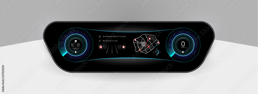 Futuristic user interface. HUD UI. Abstract virtual graphic touch user interface. Car service in ...