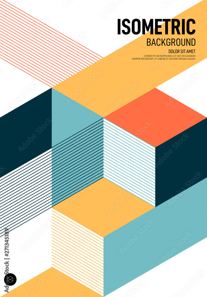 Abstract isometric geometric shape layout poster design template ...