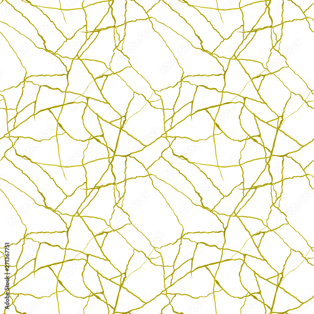 Gold cracks on white seamless pattern - kintsugi concept, golden ...