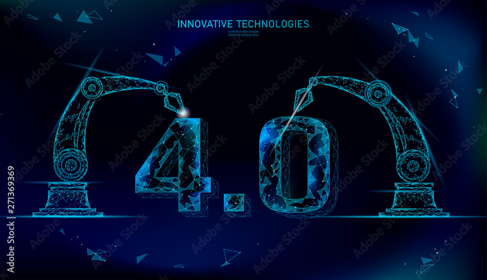 Vektorová Grafika „low Poly Future Industrial Revolution Concept