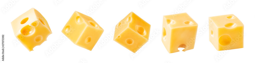 Set of cheese cubes isolated on white background. Stock Photo | Adobe Stock