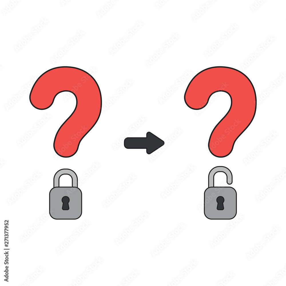 Vector icon concept of question mark closed and open padlocks. Stock ...