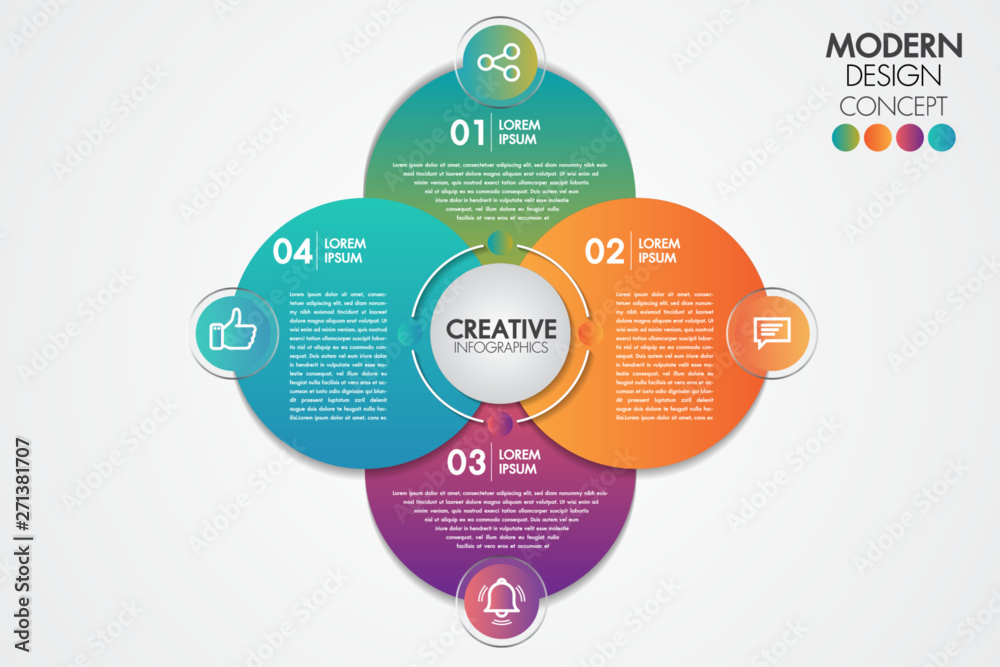 Business infographics element.Circle chart template Chart with 4 steps ...