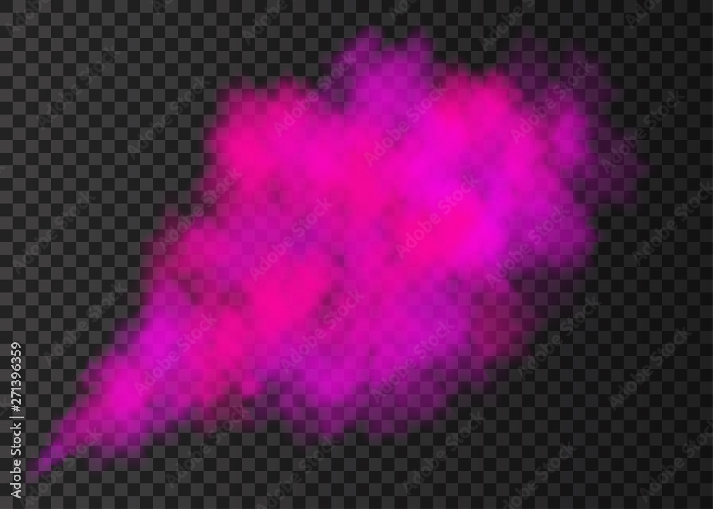 Pink smoke explosion special effect isolated on transparent background ...