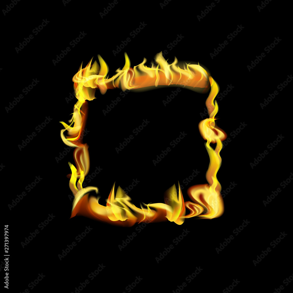 Realistic Detailed 3d Fire Rectangle Frame or Border. Vector Stock ...