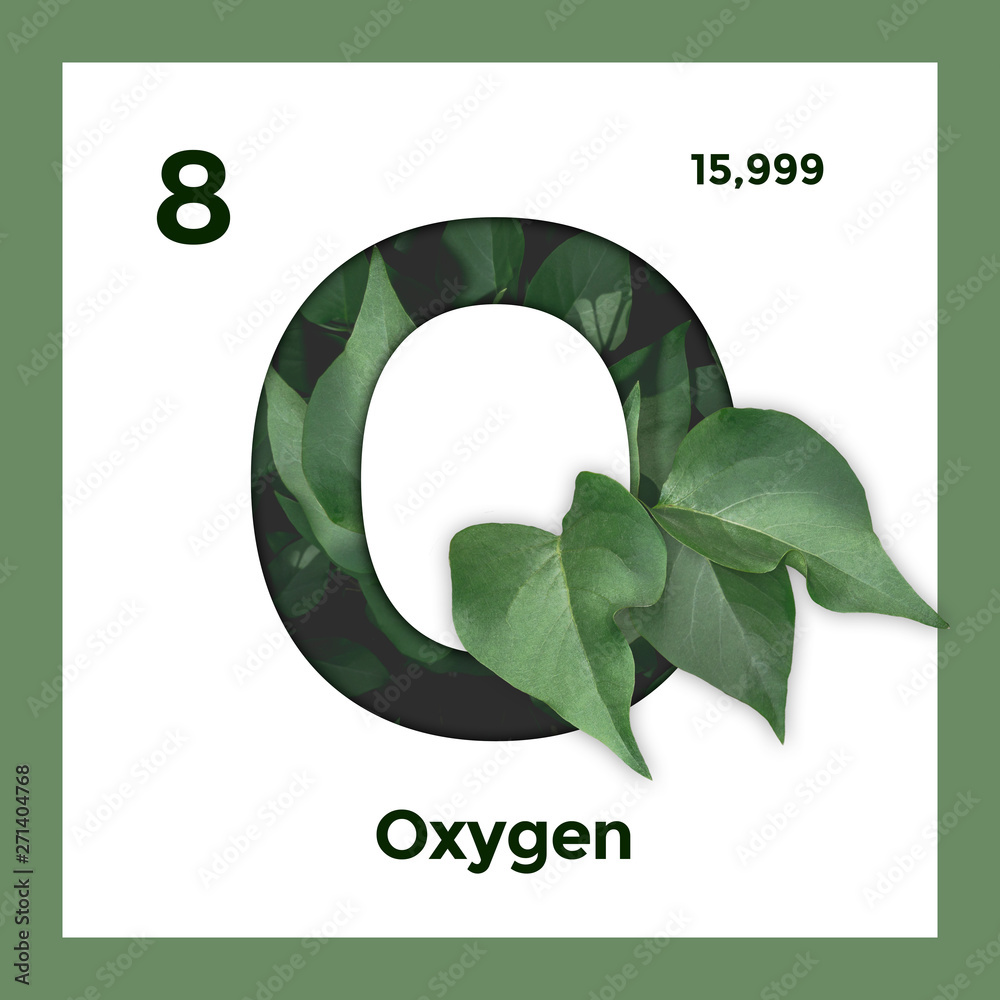 O2 - oxygen symbol, chemistry. Modern text and creative typography ...