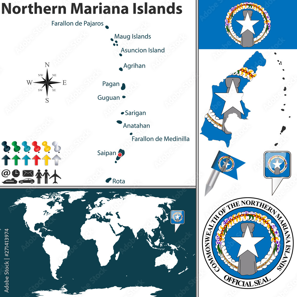 Map of Northern Mariana Islands Stock Vector | Adobe Stock