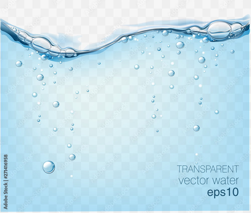 Water vector wave transparent surface with bubbles of air Stock Vector ...