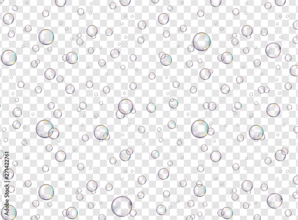 Realistic bubbles on a transparent background. Vector seamless pattern ...