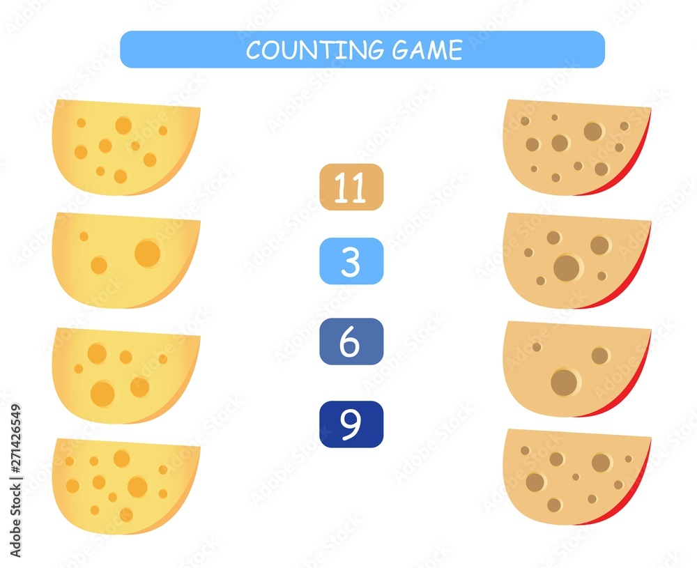 Count and match - worksheet for kids. Educational and mathematical game ...