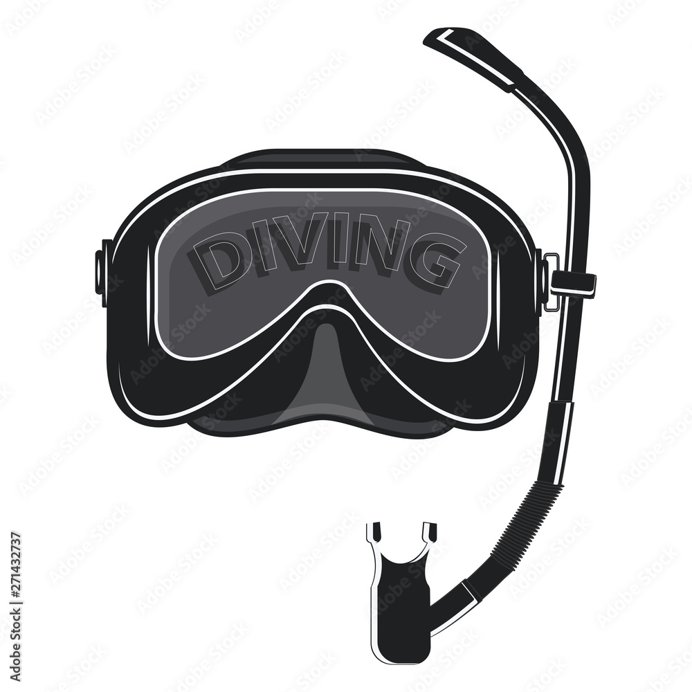 Underwater sport. Diving. Immersion mask - isolated on white background ...