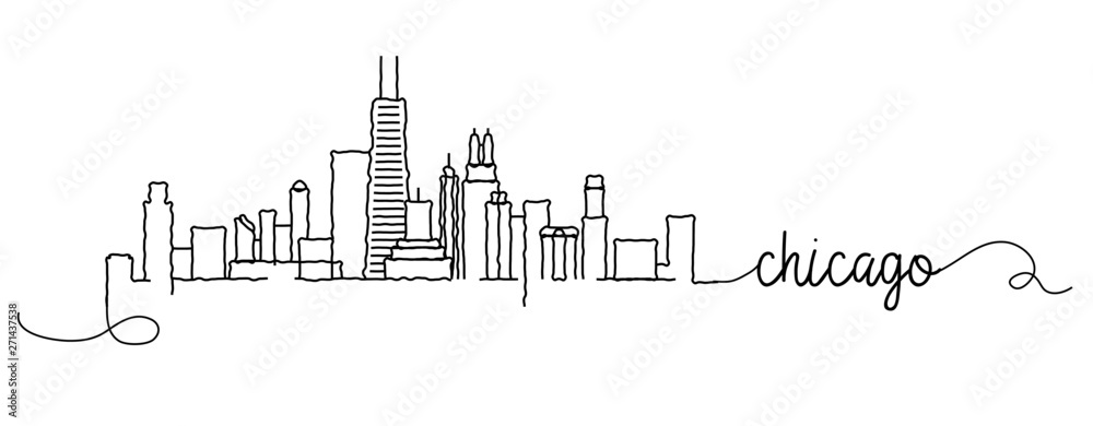 Chicago City Skyline Doodle Sign Stock Vector | Adobe Stock