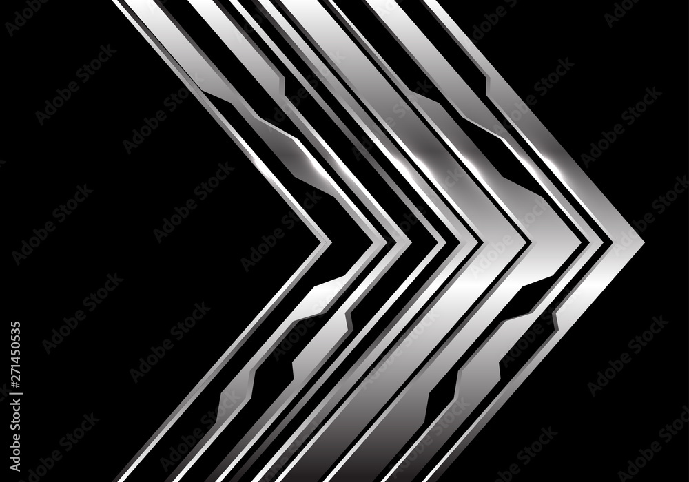 Abstract silver circuit arrow direction on black design modern luxury ...