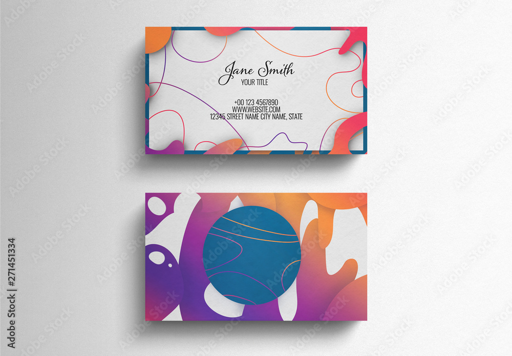 Modern Colorful Name Card Layout Stock Template | Adobe Stock