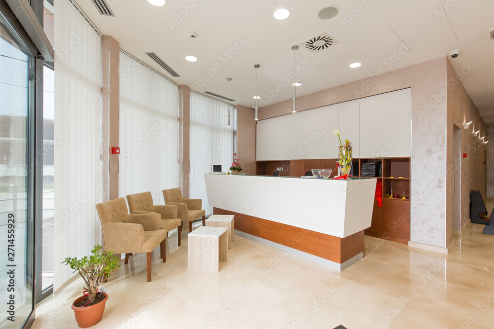 Interior of a hotel, reception area Stock Photo | Adobe Stock