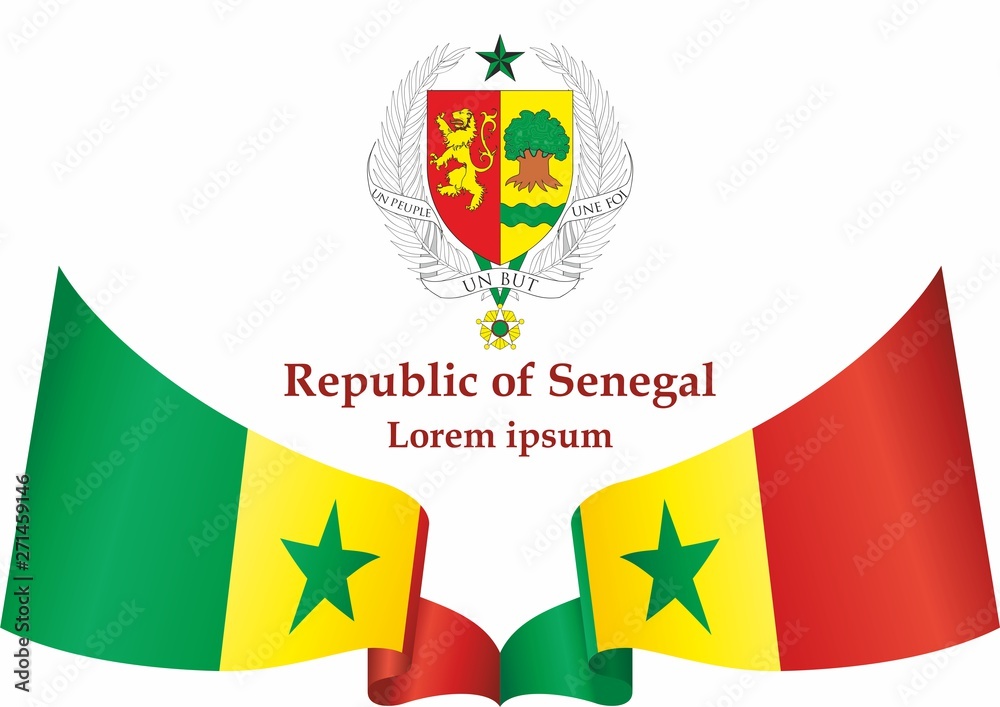 Flag of Senegal, Republic of Senegal. Template for award design, an ...