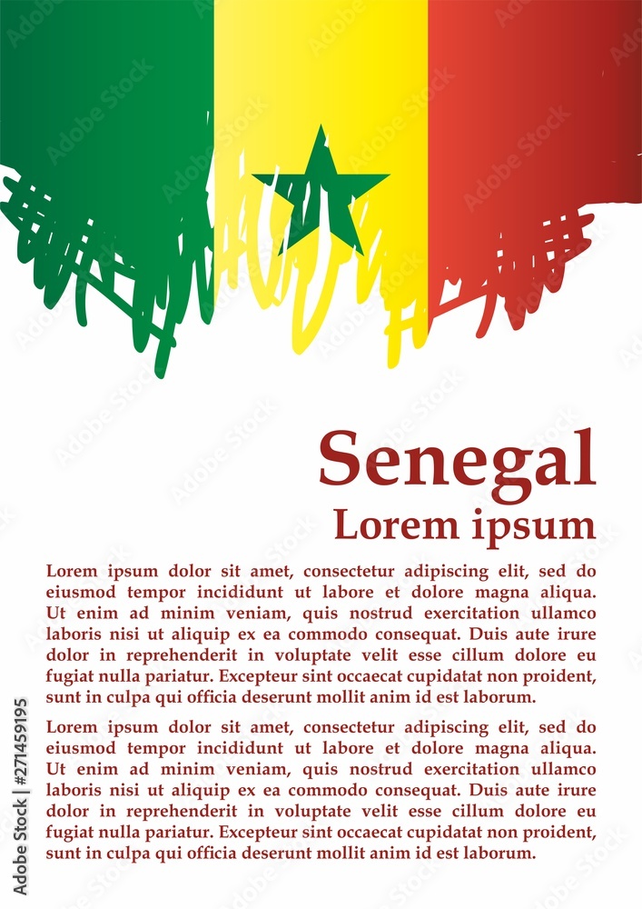 Flag of Senegal, Republic of Senegal. Template for award design, an ...