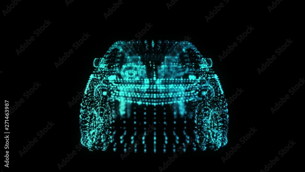 Minivan. Glowing Light Particles Arranged in the Formation of 3d Model ...