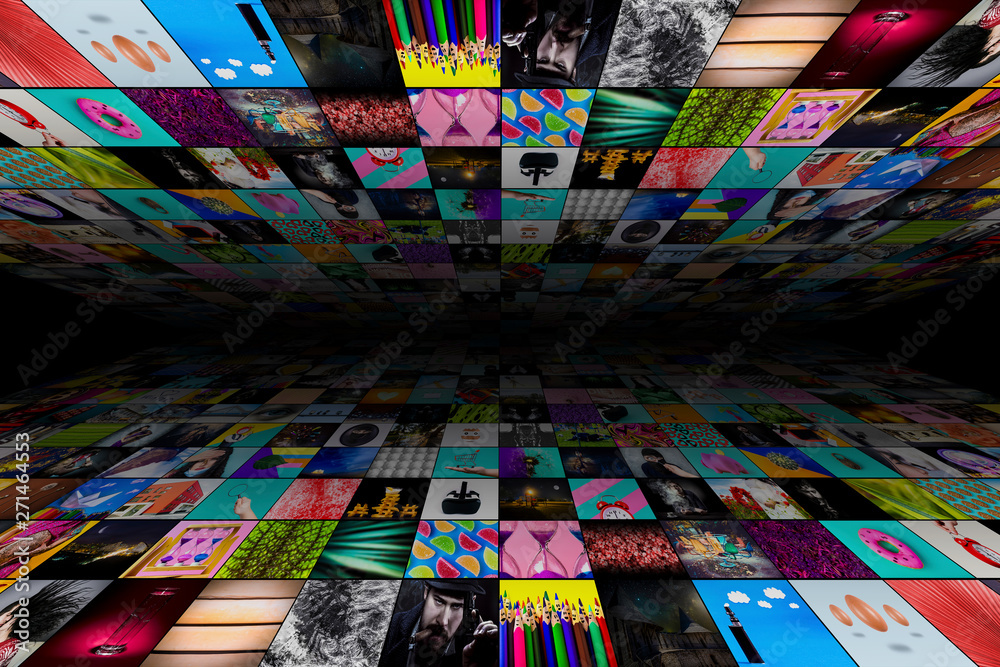 Abstract multimedia background made from multiple colorful images Stock ...