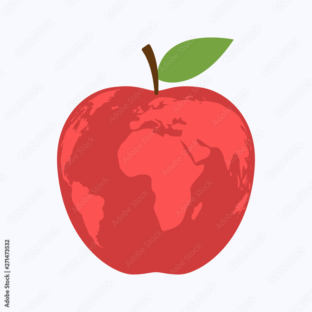 Apple world map on white background, vector illustration Stock Vector ...