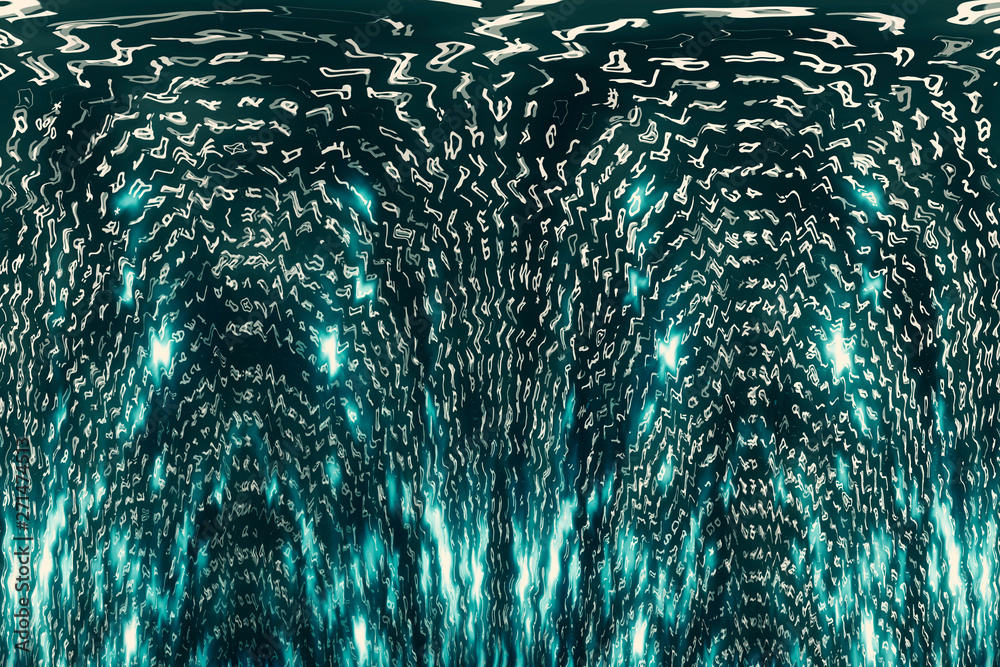 Blue matrix digital background. Distorted cyberspace concept. Characters fall down. Matrix from ...