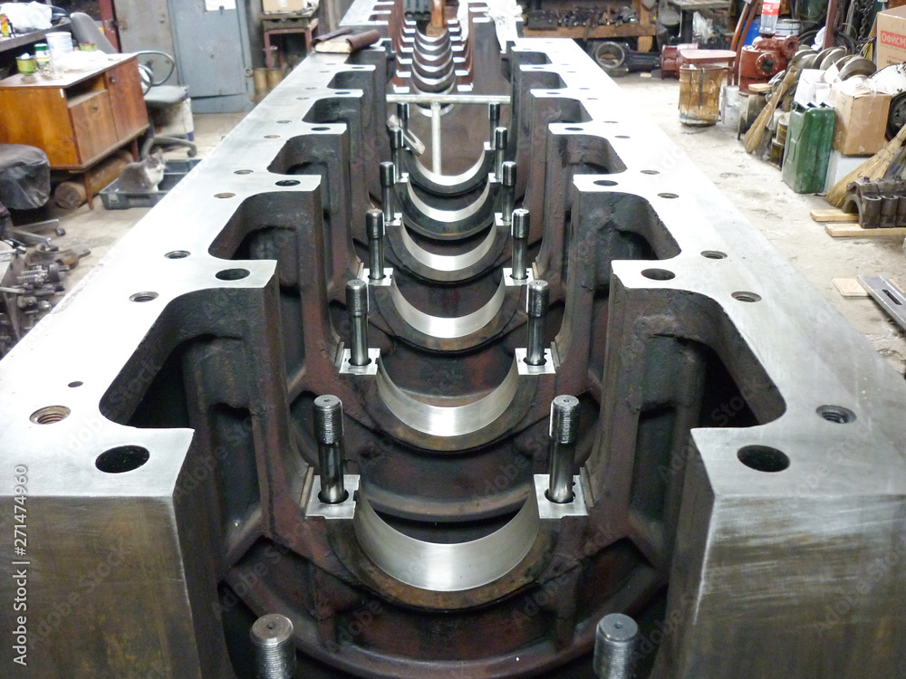 ship disassembled block crankcase. Repairs. Crankshaft Bed Restoration ...